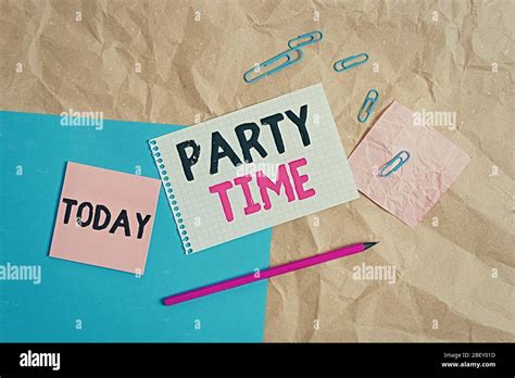 Conceptual Hand Writing Showing Party Time Concept Meaning The Right
