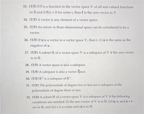 solved 23 t f if f is a function in the vector space v of