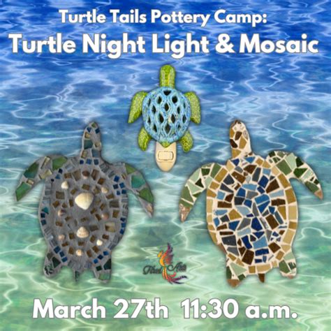 Turtle Tails Pottery Camp Turtle Night Light And Mosaic Fired Arts Studio