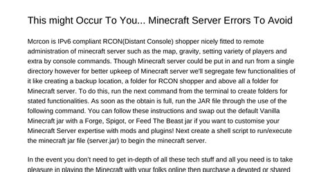This Might Occur To You Minecraft Server Errors To Keep Away Fromhhysi