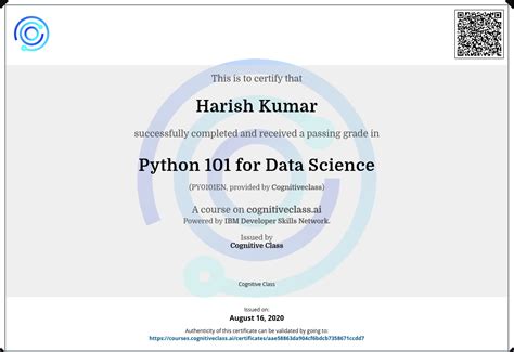 Cognitiveclass Py0101en Certificate Cognitive Class