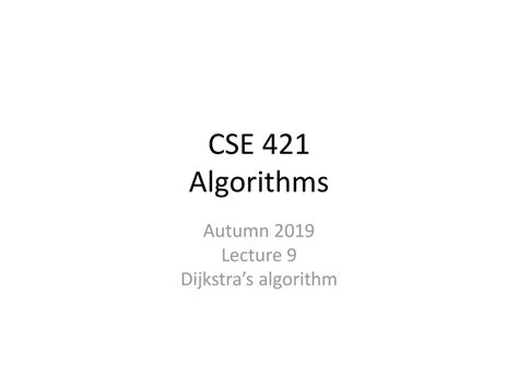 Autumn 2019 Lecture 9 Dijkstras Algorithm Ppt Download