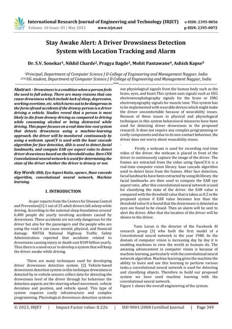Stay Awake Alert A Driver Drowsiness Detection System With Location Tracking And Alarm Pdf