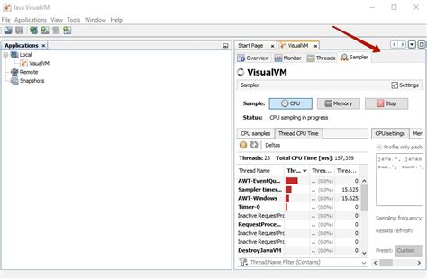 Java How To Enable Tracing Profiling In Jvisualvm Stack Overflow
