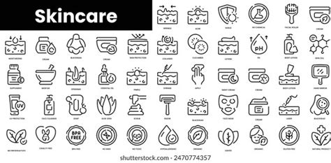 Set Outline Skincare Icons Minimalist Thin Stock Vector Royalty Free 2470774357 Shutterstock