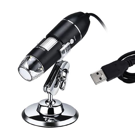1600x Usb Digital Microscope With 8 Led Lights And Stand Portable