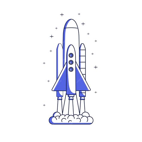 미래의 우주로 날아가는 로켓 우주선 우주선 로켓은 가속 시작 발사 개념을 가속하는 우주 왕복선 우주선을 가속합니다 흰색 배경에