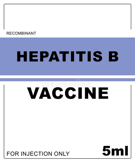 Hepatitis B Vaccine Illustration Label For Injection Vial Stock