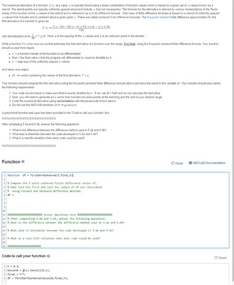 Solved The Numerical Derivative Of A Function Fx At A