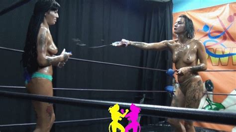 Ctw Nelly Vs Betty Female Topless Competitive Oil Wrestling Fight Hd