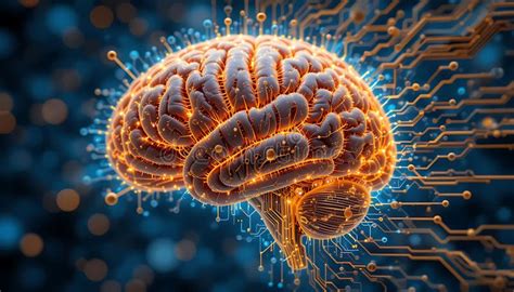 Brain And Circuit Board Artificial Intelligence Brain Neural Network Gold Human Brain