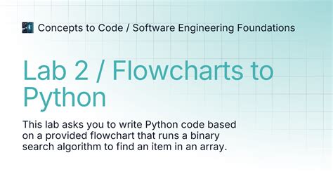 Lab 2 Flowcharts To Python Concepts To Code Software Engineering