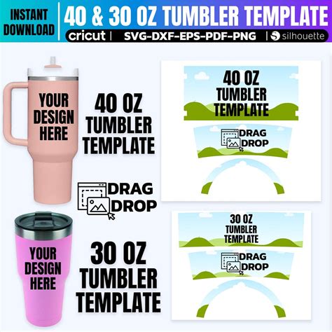 Sublimation Tumbler Wrap Template 40 Oz And 30 Oz Canva Bundle Digital