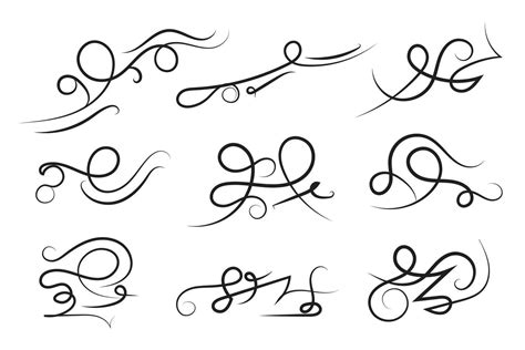 Curly Swirl Decorative Swishes Hand Drawn Calligraphy Lettering Ornate
