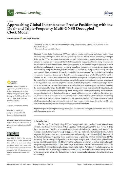 Pdf Approaching Global Instantaneous Precise Positioning With The Dual And Triple Frequency