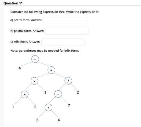 Solved Question Consider The Following Expression Tree Chegg Com