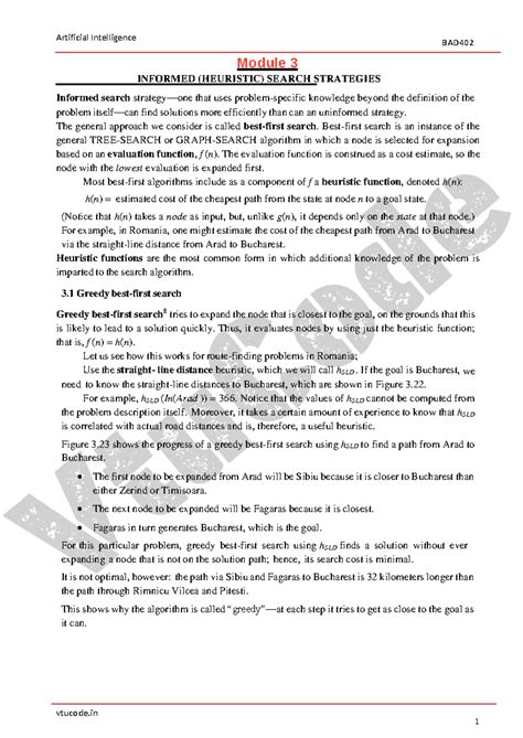 Vtucode Its Artificial Intelligence Notes Artificial Intelligence BAD Informed Search Studocu