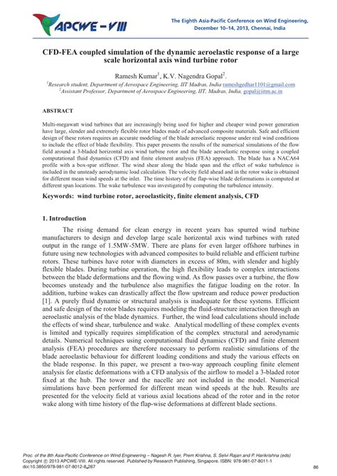 PDF CFD FEA Coupled Simulation Of The Dynamic Aeroelastic Response Of A Large Scale Horizontal