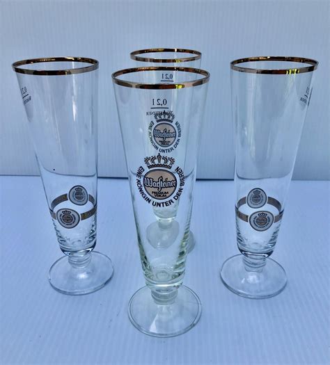 Vintage Warsteiner German Pilsner Glasses Gold Rim Set Of 4 Etsy