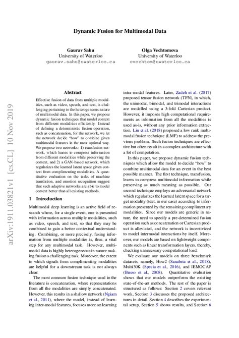 Pdf Dynamic Fusion For Multimodal Data