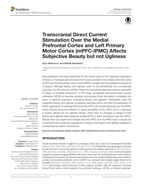 Pdf Transcranial Direct Current Stimulation Over The Medial