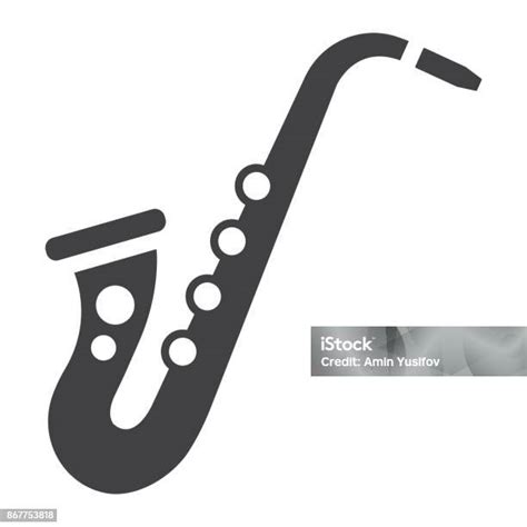 색소폰 문자 모양 아이콘 음악 악기 재즈 기호 벡터 그래픽 흰색 배경 Eps 10 솔리드 패턴 0명에 대한 스톡 벡터 아트 및 기타 이미지 Istock