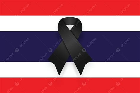 Thailand Flag With Black Ribbon For Late Kings Mourning Vector Majesty