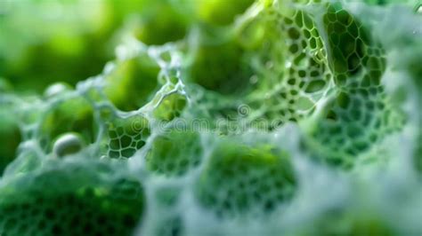 A Detailed Shot Of Plant Cell Walls Showing The Cellulose Fibers That