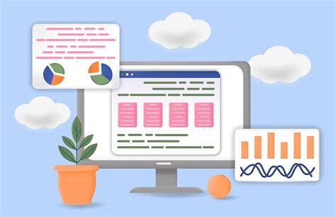 Premium Vector Data Analytics Concept Seo Screen Pc Computer Monitor With Statistics In Form