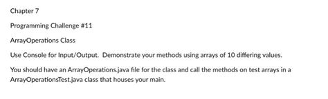 Solved Chapter 7 Programming Challenge 11 Array Operations