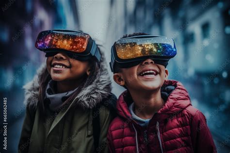 New generation Kids Using VR Headsets to Immerse Into New VR Gaming ...