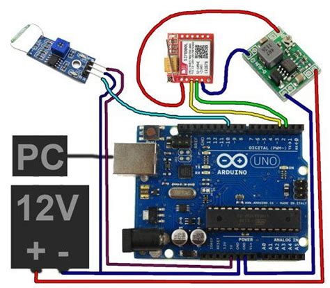 Схема подключения SIM L и датчика геркона к Arduino