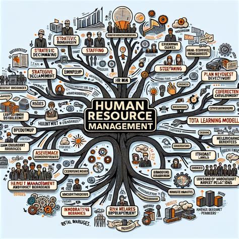 mind map of human resource management evolution and functions ai art