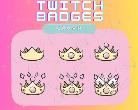 Twitch Discord Crown Subscribe Bit Badges Etsy