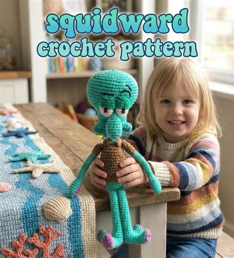 Squidward Crochet Pattern Pdf Teal Octopus Amigurumi Cartoon