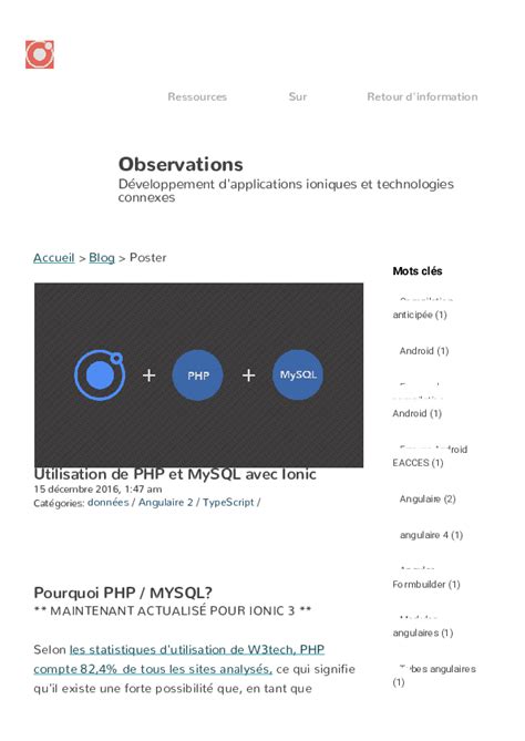 Pdf Utilisation De Php Et Mysql Avec Ionic Pourquoi Php Mysql