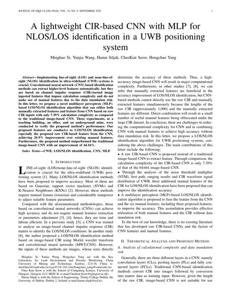 pdf a lightweight cir based cnn with mlp for nlos los identification