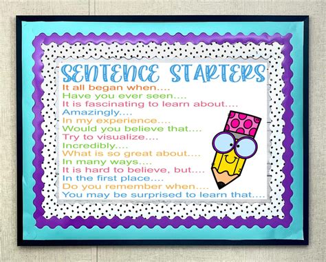 Sentence Starters Writing Anchor Chart For The Classroom Digital
