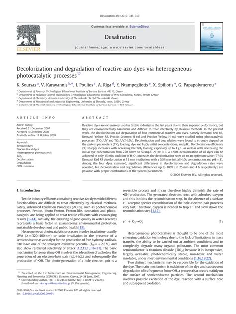 Pdf Decolorization And Degradation Of Reactive Azo Dyes Via