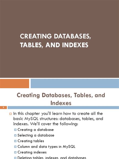 Creating Databases Tables And Indexes Pdf Database Index Data Type
