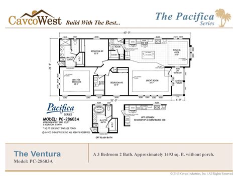 Mobile Home Floor Plan Cavco Model Pacifica 28603a