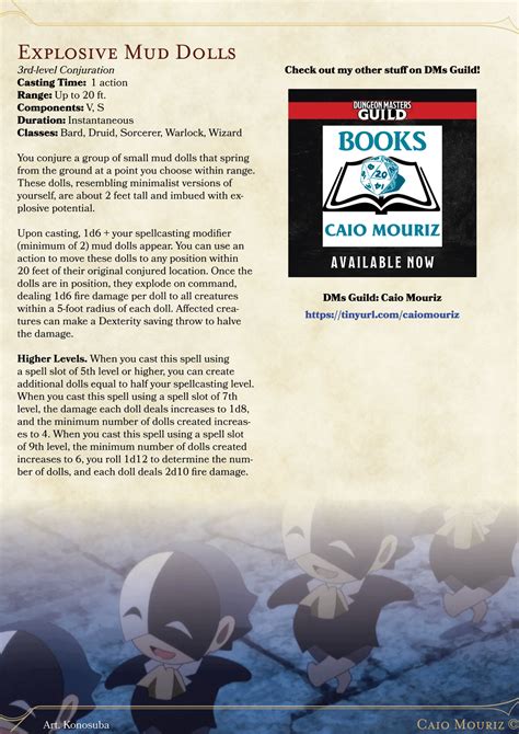 Vanir Inspired Spell Konosuba Explosive Mud Dolls R Dndhomebrew