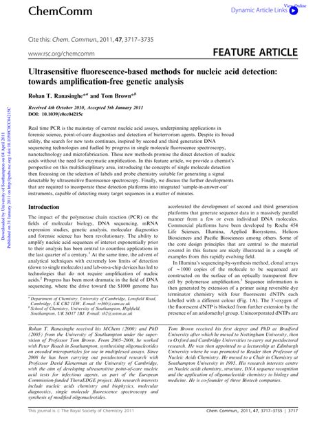 Pdf Ultrasensitive Fluorescence Based Methods For Nucleic Acid