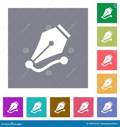 Drawing Vector Curve With Pen Tool Solid Square Flat Icons Stock Illustration Illustration Of
