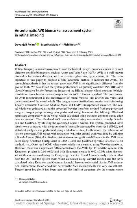 An Automatic Avr Biomarker Assessment System In Retinal Imaging