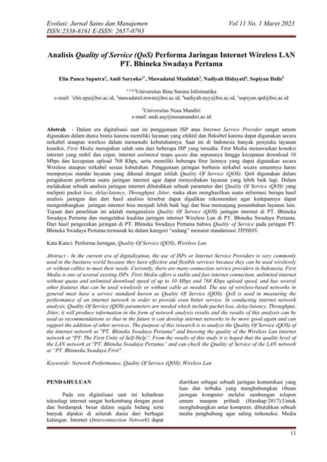 pdf analisis quality of service qos performa jaringan internet