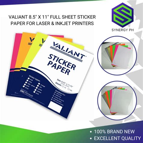 Synergy Ph Valiant 8 5 X 11 Full Sheet Sticker Paper For Laser