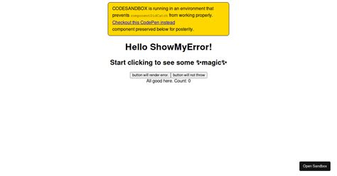 React V16 Componentdidcatch Codesandbox