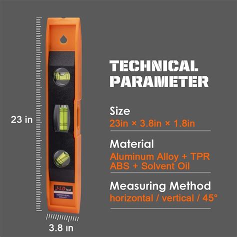 Jld Spirit Level Magnetic Mini Spirit Level Torpedo Leveler 225mm Level