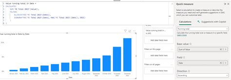 cumulative total on line y axis in bar line chart microsoft fabric